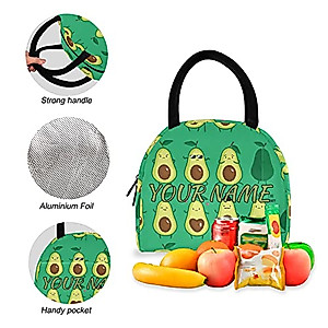 MCHIVER Cute Avocados Personalized School Backpack with Lunch Box Custom Backpack for Boys Girls Casual Bookbags Set for Travel Work Camping