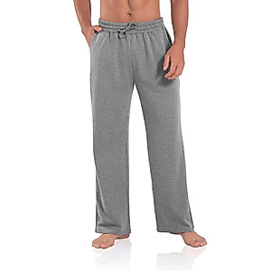 Agnes Urban Men's Joggers Sweatpants Open Bottom Straight Leg Casual Loose Fit Running Athletic Jersey Pants with Pockets Grey