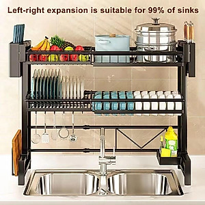 Dish Drying Rack,Over The Sink Dish Drying Rack,2 Tier Large Capacity Dish Rack, Sink Organize Stand, Kitchen Counter Storage Shelf Kitchen Organizers and Storage Rack for Bowls Dishes Utensils Dual