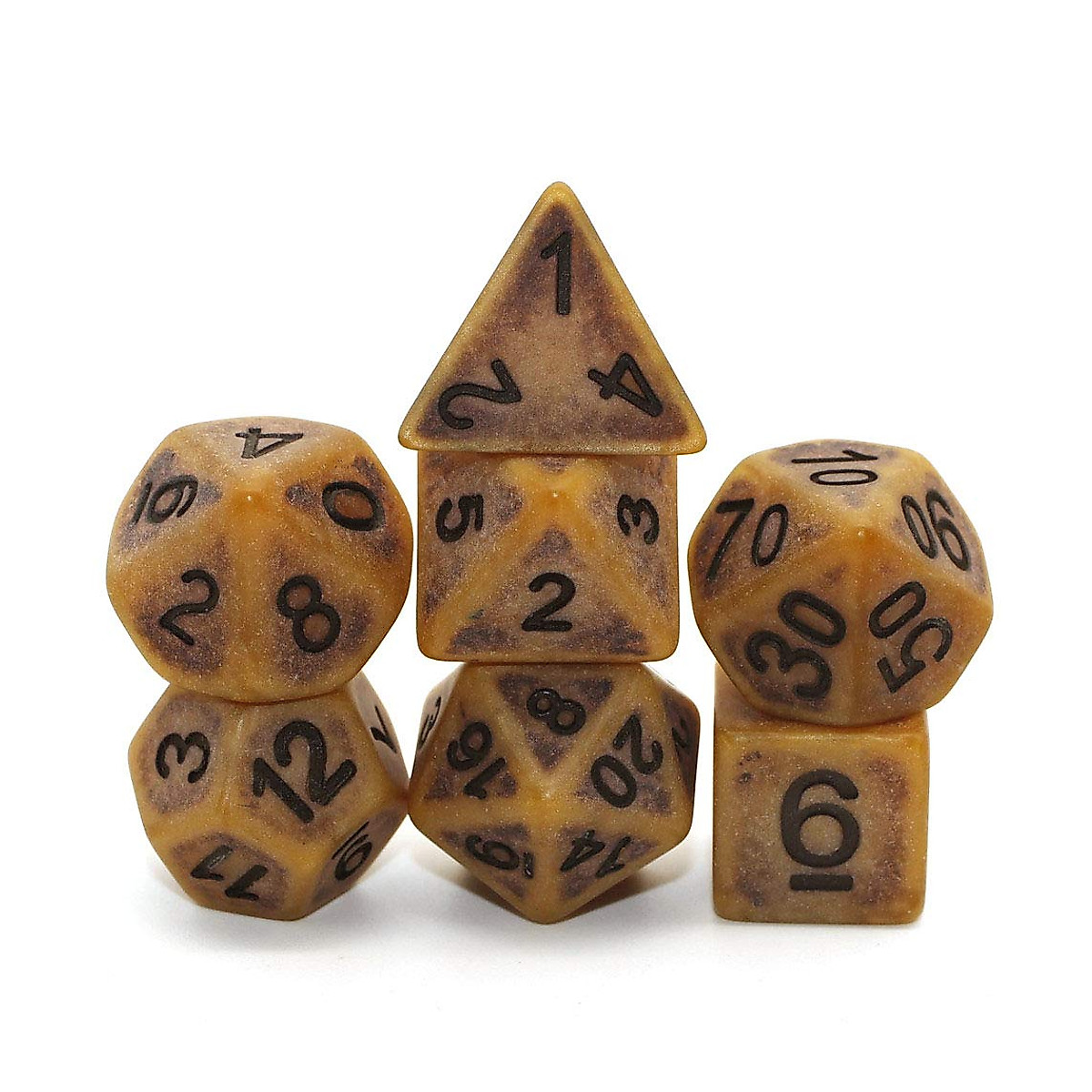 DND Dice Set Ancient RPG Dice for Dungeons and Dragons(D&D) Pathfinder MTG Tabletop Role Playing Game Polyhedral 7-Die Dice Group (Coffee Brown)
