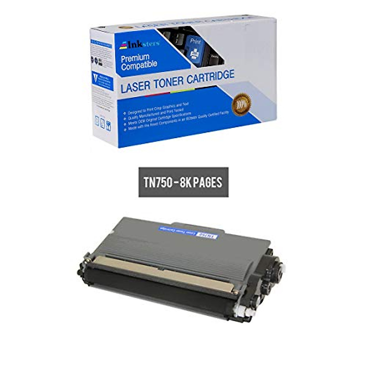 Inksters Compatible Toner Cartridge Replacement for Brother TN750 High Yield Black - Compatible with HL 5450DN 5470DW 5470DWT 6180DW 6180DWT DCP 8110DN 8150DN 8155DN MFC 8510DN 8710DW