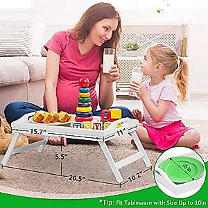 Bed Tray Table Folding Legs with Handles Breakfast Food Tray for Sofa,Bed,Eating,Drawing,Platters Serving Lap Desk Snack Tray (White Medium)