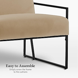 eLuxurySupply Accent Chair - Modern Industrial Slant Armchair with Layered Foam and Metal Frame - Premium High Density Soft Cushion for Supreme Comfort - Easy Assembly 2 Pack