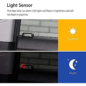 G · PEH Car Solar Power Simulated Dummy Alarm Warning Anti-Theft LED Flashing Security Light with USB Port (Blu+Red)