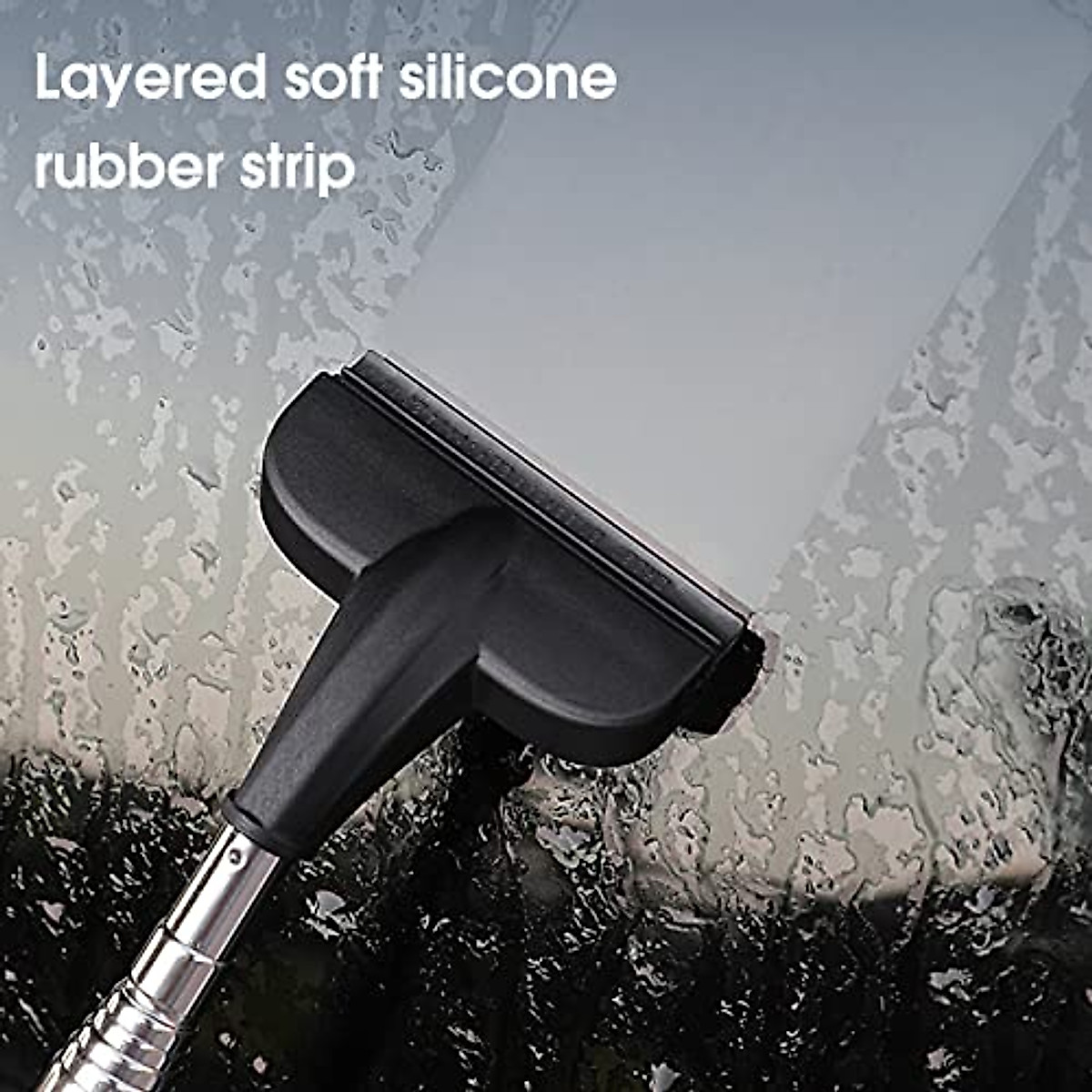 Saterkali Rearview Mirror Retractable Wiper with Double-Layer Brush Head, Portable Cleaning Car Rearview Mirror Rain Remover for Car Windshield, Window, Mirror, Glass Door Pink