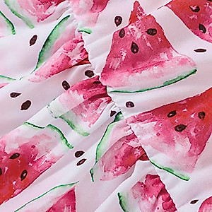 Kiluex Toddler Baby Girl Summer Clothes Ruffle Floral Tops + Solid Shorts with Headband 3PCS Outfits Set for Girls (B-Pink, 12-18 Months)