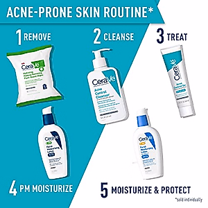 CeraVe Face Wash Acne Treatment | 2% Salicylic Acid Cleanser with Purifying Clay for Oily Skin | Blackhead Remover and Clogged Pore Control | Fragrance Free, Paraben Free & Non Comedogenic| 8 Ounce