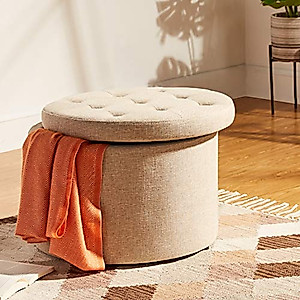 FIRST HILL FHW Round shoes stool with TAN Fabric