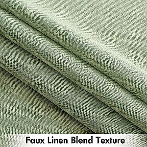 SWANCOCO Sage Green Linen Curtains 96 Inches Long Semi Sheer Thick Curtain Drapes for Bedroom Living Room Light Filtering Super Soft Burlap Look Window Drapes Rod Pocket & Back Tab, 2 Panels