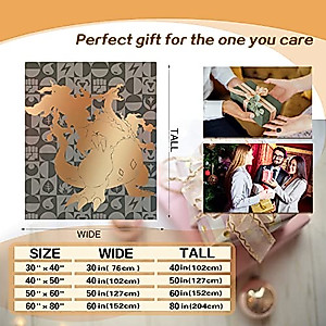 Fluffy Cozy Fleece Blanket with Vibrant Colors and Cute Design, Soft and Warm Throw Blanket for Couch Sofa Office - 50x60 Inches