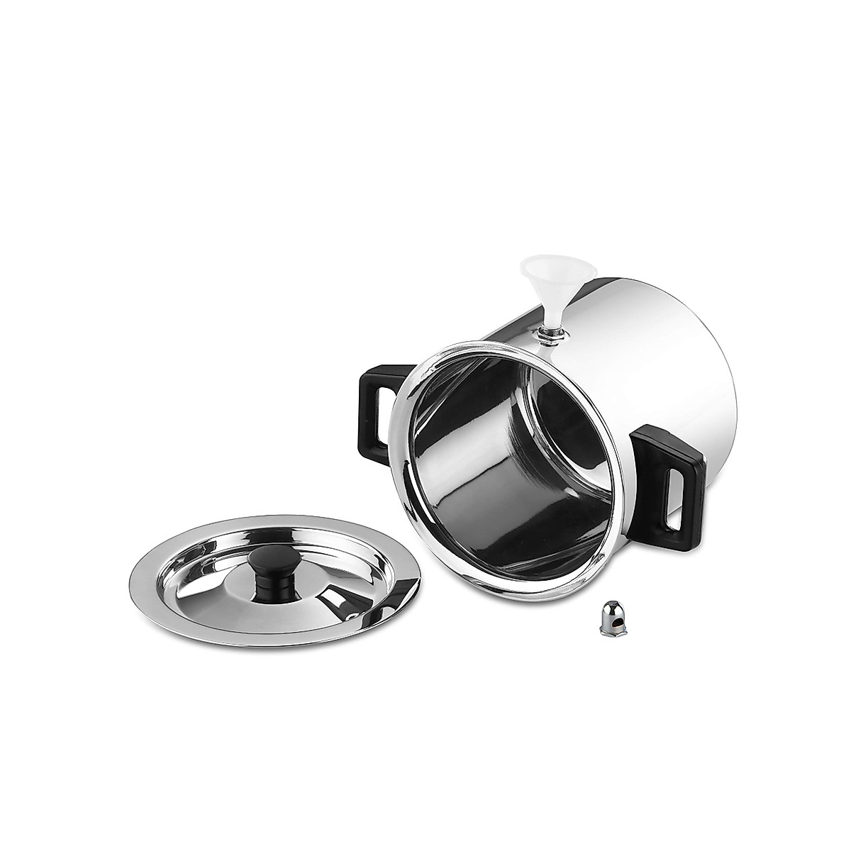 Butterfly Stainless Steel Premium Milk Pot Milk Boiler Milk Cooker Double Wall with Whistle and Funnel, 1 Litre, Silver