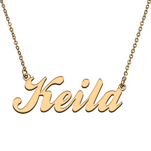 HUAN XUN Custom Name Plate Necklace Unique Jewelry Gifts for Mom Mother Keila