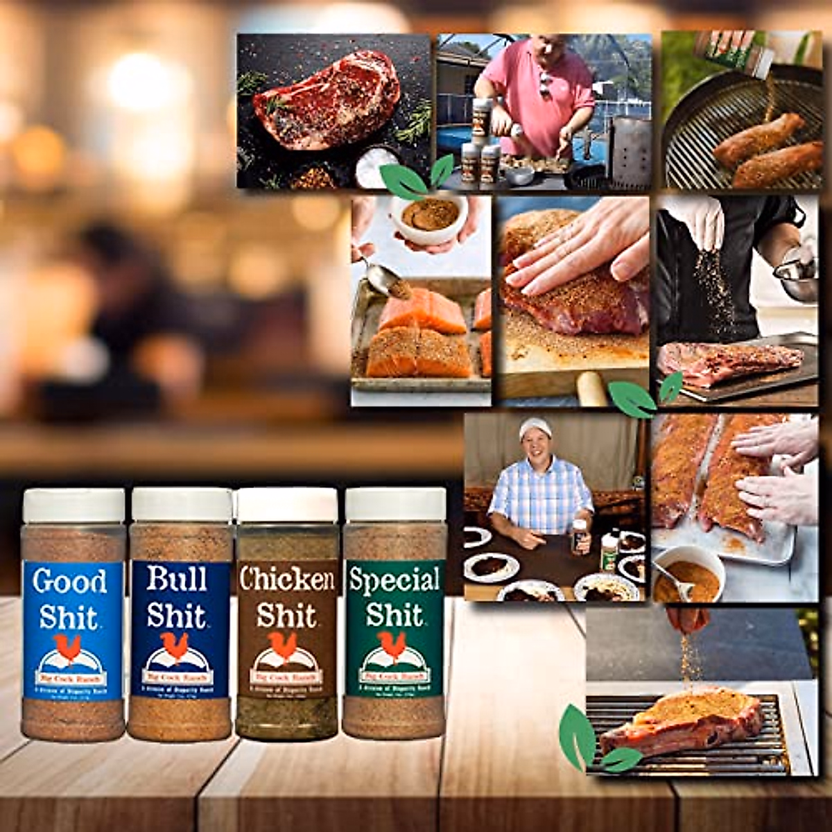 Big Cock Ranch Gourmet Seasoning Bundle All-Purpose Special 13oz, Bull for Steak, Good Sweet N' Salty 11oz and Chicken Gluten-Free and No MSG