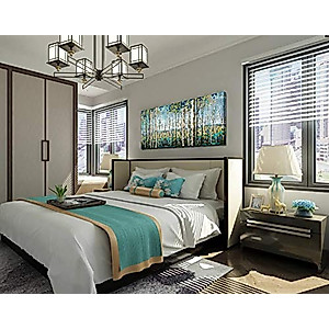 Pogusmavi Green View White Birch Forest Canvas Painting Wall Art Decor Nature Plant Picture Wildlife Trees Landscape Artwork Home Living Room Bedroom Office Wall Decoration Wall Art