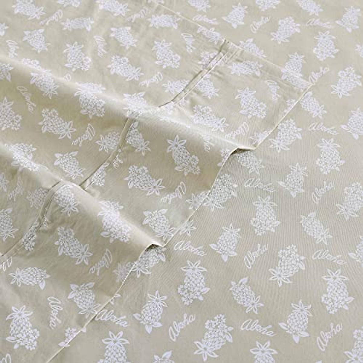 Tommy Bahama - King Sheets, Cotton Percale Bedding Set, Crisp & Cool, Stylish Home Decor (Aloha Pinapple Green, King)