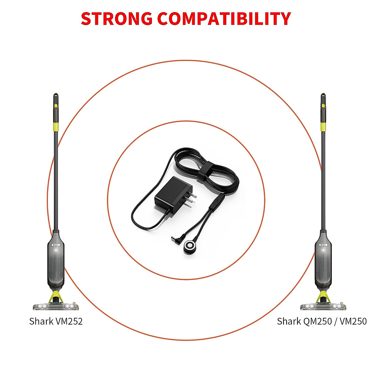 MEROM Charger for Shark VACMOP Vacuum Mop - Charger for Shark Cordless Hard Floor Vacuum Mop Replacement VM252C VM251 QM250 VM200 VM200C VC200 UM205 Magnetic Charger Power Cord