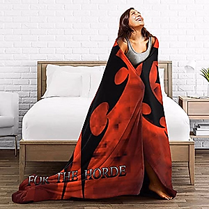 for The Horde World of Warcraft Throw Blanket Soft Micro Microfiber Light Weight Warm Fleece Throw Blanket Three Sizes (Black, 80"x60")