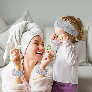 CERETIA Face Wash Headband and Wristband Set of 2, Wrist Towels for Washing Face with Holder Microfiber Wristbands for Washing Face Absorbent Spa Wristbands Wrist Scrunchies Face Washing Wristbands