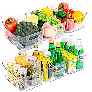 CiWiVOKi Clear Plastic Storage Bins, Set of 12, Multi-Use Organization and Storage Containers for Pantry, Cabinet, Refrigerator, Freezer, Bathroom, Organizer Bins for Home & Kitchen