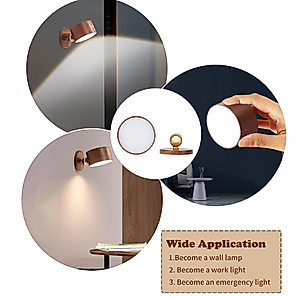 Leapair Wooden LED Wall Sconce, Wall Mounted Lamp,Wooden Night Light with Rechargeable Battery Operated 360°Rotate Magnetic Ball, Cordless Wall Light for Reading
