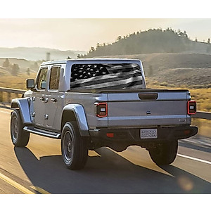 Truck Decals Flag Window Decal Black & White, Patriotic Decals for Trucks Back Window, Automotive Decals and Graphics Sticker Vinyl for Car Truck RV SUV