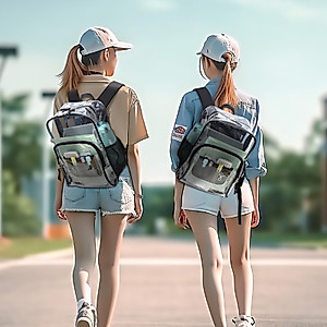 iSPECLE Clear Backpack, Durable School Backpack with Laptop Compartment Clear Backpack with Reinforced Padded Straps Transparent Bag for School, Work, Security, Black