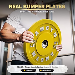 AMGYM Color Olympic Bumper Plate, Weights Plates, Bumper Weight Plate, Steel Insert, Strength Training(140lb set)