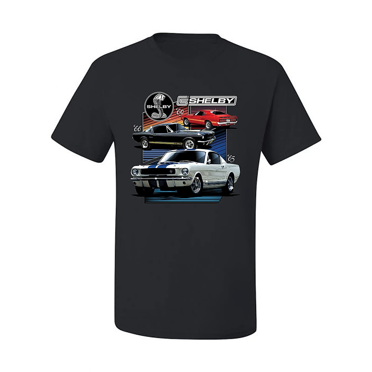 Shelby 65 Powered by Ford Motors Mustang Logo Emblem Cars and Trucks Men's T-Shirt, Black, Medium