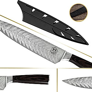 XYJ Professional Kitchen Knife Set Vein Pattern 8" 7" 5" 3.5" Chef Knives Set With Carry Case Bag & Sheath 8 Pieces Cooking Knife Tools (Coffee)