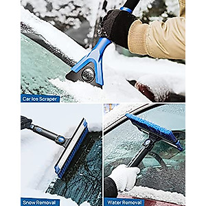 JOYTUTUS 61.3″ Ice Scraper and Long Handle Snow Brush, 270° Pivoting Extendable Snow Scraper Brush for Car Windshield, Telescoping Ice Scraper Foam Grip, Snow Remover for Cars, Trucks, SUV (Xmas Bag)