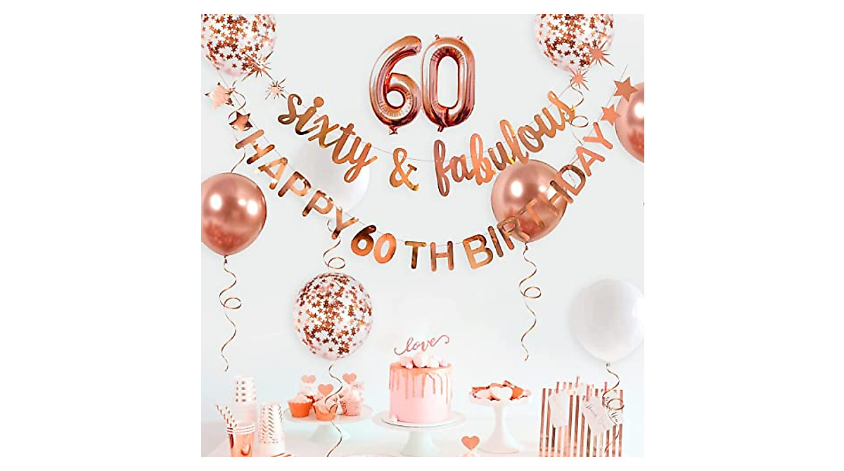 Celebrate 60th with Rose Gold Sixty & Fabulous Decorations