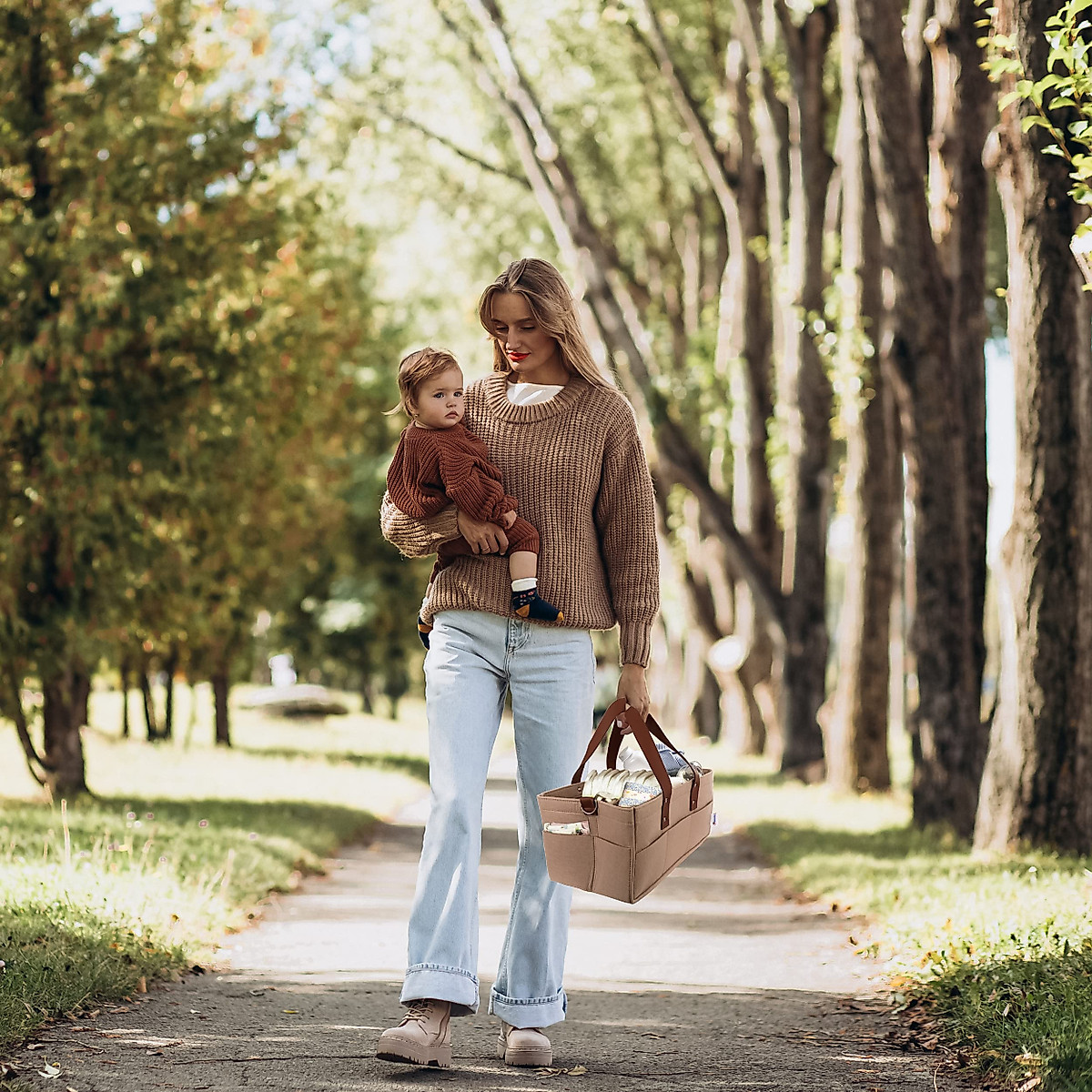 Diaper Caddy Organizer Made with Premium Felt, Diaper Organizer Storage & Baby Travel Essential, Baby Organizer Nursery Bag Must Haves, Practical Gifts for Baby Shower, Newborn & Expecting Parents