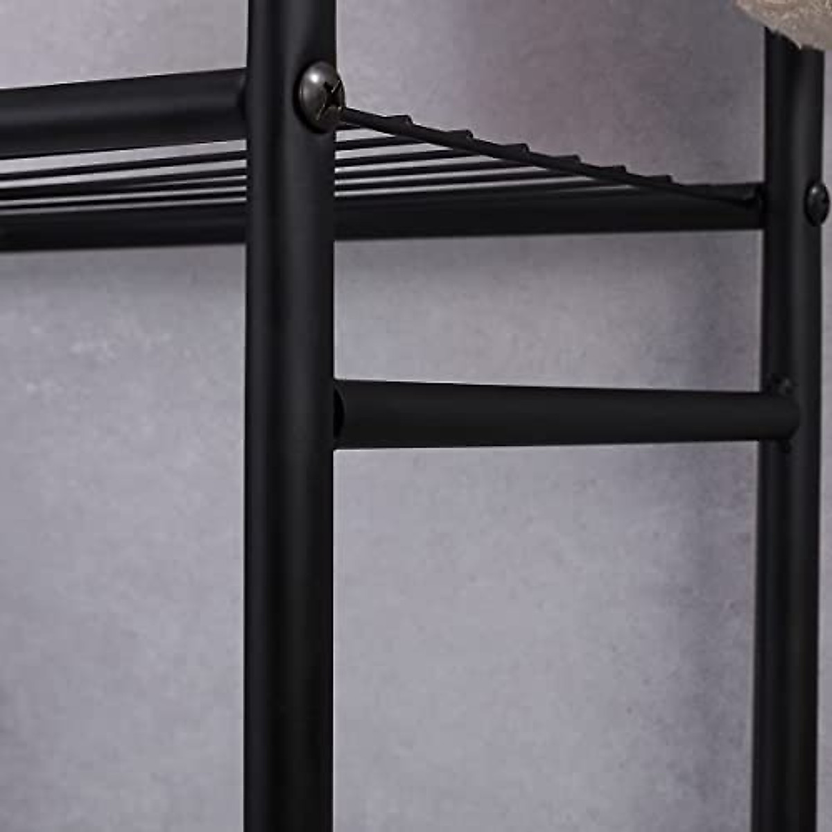 Upvoted Houseware 3 Shelf Over The Toilet Shelving Unit Bathroom Space Saver Corner Storage Rack Organizer, with 4-Hooks, Black
