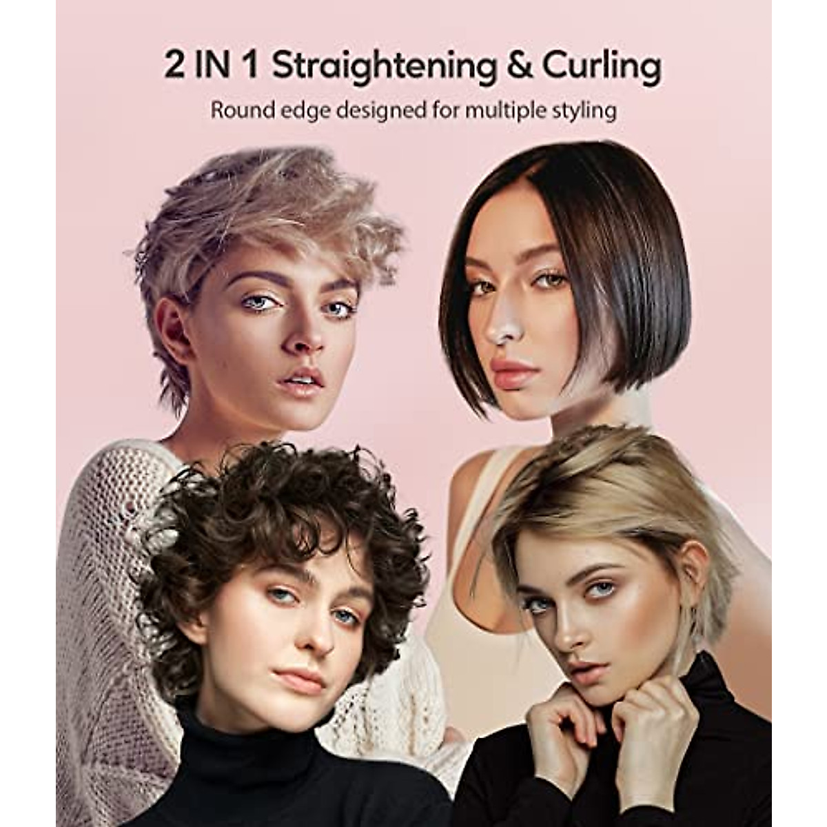 Terviiix Small Flat Irons for Short Hair, Pencil Hair Straightener for Edges, Straightening Iron for Pixie Cut & Touch Ups, Ceramic Curling Iron in One, Dual Voltage, 1/2"