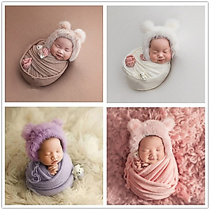 Coberllus Newborn Photography Props Outfits, Baby Photo Props Boys Girls Wrap Soft Knit Potato Blanket (Ginger Yellow)