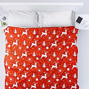 Christmas Throw Blanket Decorative Plush & Warm, 50"X60" Reindeer Snowflake Christmas Theme Red Flannel Blanket for Couch Sofa Bedroom Winter Decorations for Home