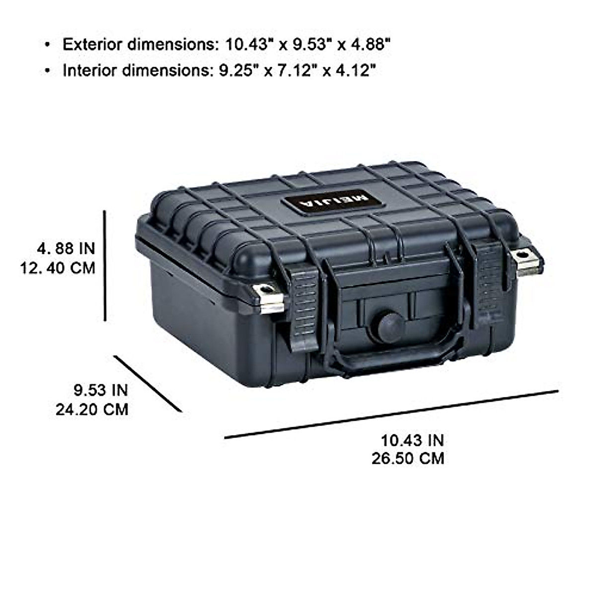 MEIJIA Portable All Weather IP67 Waterproof Protective Case,Hard Camera Case,Dry Case with Customizable Foam,Fit Use Of Drones,Camera,Equipments,10.62 x9.68x4.87inches,Elegant Black