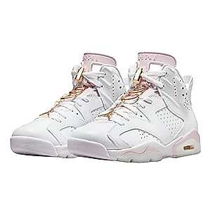 Nike Women's Air Jordan 6 WMNS Gold Hoops, White/Sail/Metallic Gold/Barel, 9W