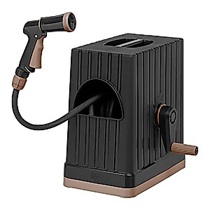 IRIS USA 65.61 FT All-in-One Retractable Hose Reel with Garden Hose, Nozzle and Hose Connector, Easy Retractable, Black