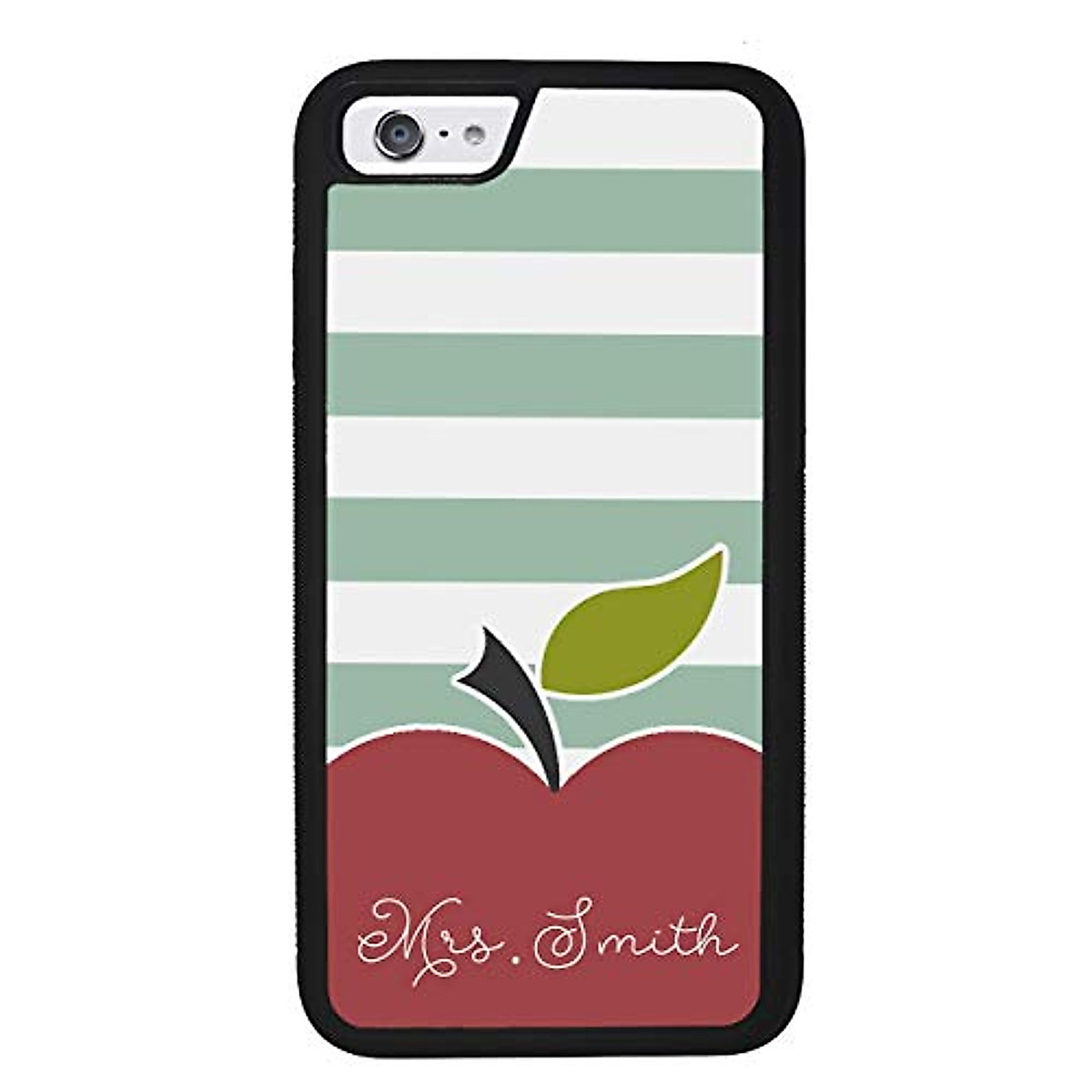 Apple Teachers Gift Personalized Apple iPhone Black Rubber Phone Case Compatible with iPhone 14 Pro Max, Pro, Max, iPhone 13 Pro Max Mini, 12 Pro Max Mini, 11 Pro Max X XS Max XR 8 7 Plus