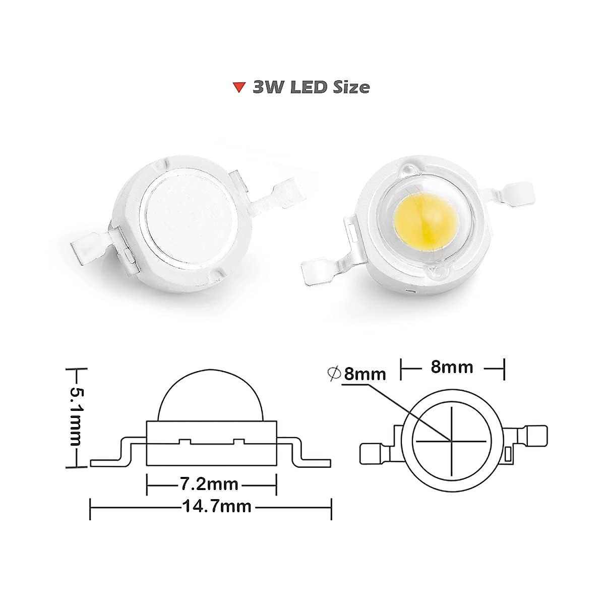CHANZON 10 pcs High Power Led Chip 3W Warm White 3000K - 3500K (Input 600mA - 700mA / DC 3V - 3.4V / 3 Watt) Super Bright Intensity SMD COB Light Emitter Components Diode 3 W Bulb Lamp DIY Lighting