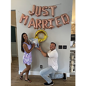 LaVenty Set of 12 Just Married Balloons Just Married Banner Bridal Shower Party Balloons Bridal Shower Party Decoration Wedding Party Decoration