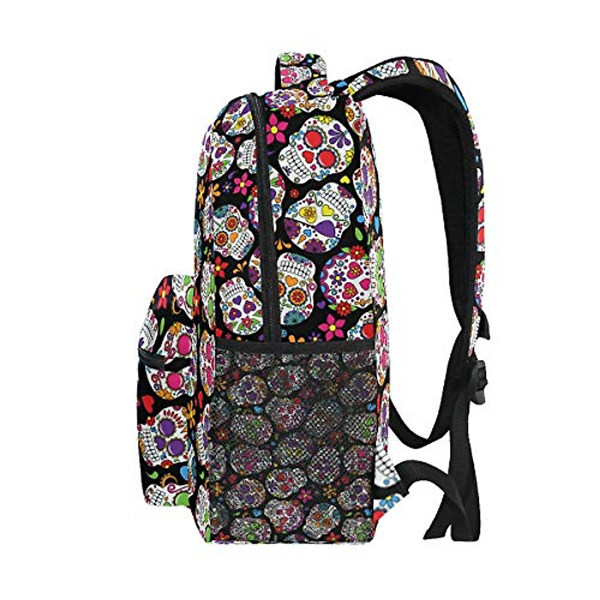 Aflyko Sugar Skulls School Bookbag Laptop Backpack Travel Hiking Daypack for teens 16 x 11.4 x 6.9 Inch