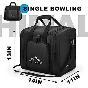 Himal Bowling Ball Bag for Single Sphere - Bowling Ball Tote Bowler's Bag with Padded Sphere Holder - Fits Bowler's Shoes Up to Mens Size 14