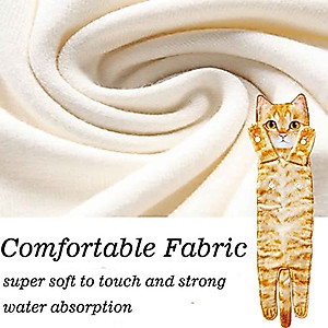 Dandelion Cat Funny Hand Towels for Bathroom Kitchen,Super Absorbent Soft Cat Decor Hanging Washcloths Face Towels,Funny Gifts for Cat Lovers（Orange）