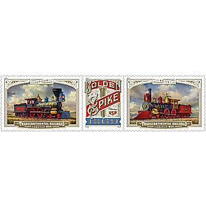 Transcontinental Railroad Sheet of 18 US First Class Postage Stamps American Golden Spike Train (18 Stamps)