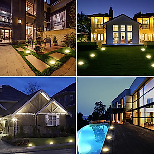 Jyniiw 8Pcs Solar Ground Lights Solar Garden Lights, 8LED Solar Lights Outdoor Garden Waterproof Disk Lights Landscape Lights for Yard Patio Pathway Lawn Driveway Deck Step and Walkway (Warm White)