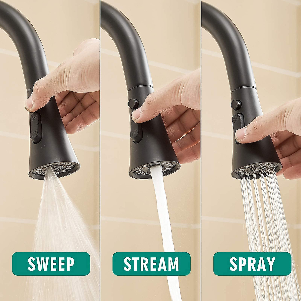 GIMILI Motion Sensor Activated Hands-Free Kitchen Sink Faucet with Soap Dispenser,Matte Black