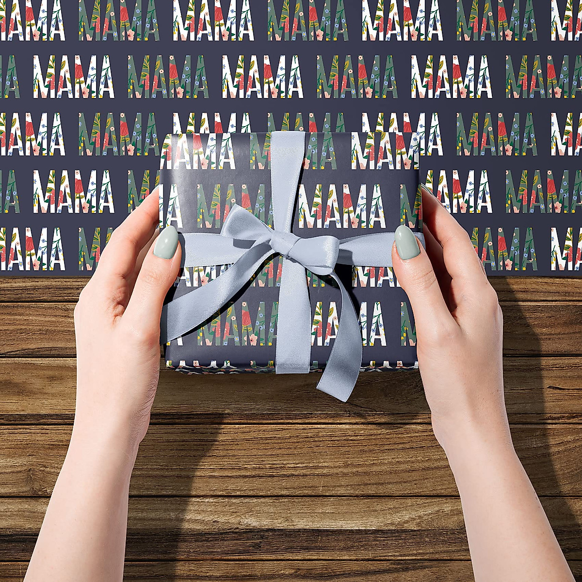 WAPLIGHAL Floral Wrapping Paper - Colorful Floral, Peony, MAMA and Mommys Girl Letter Designs - 8 Folded Sheets (20 x 29 Inches)