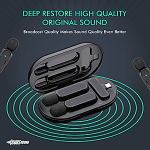 Wireless Microphone for iPhone with Tripod (2 Pack) - Professional Vlog Kit - 12H Runtime 70ft Range - Clip-On Mini Lapel Microphones for Interviews, Vlogs & Podcasts - No USB-C, Lightning Port Only